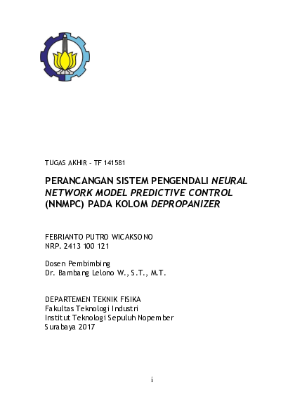 (PDF) Perancangan Sistem Pengendali Neural Network Model Predictive Control (NNMPC) Pada Kolom ...