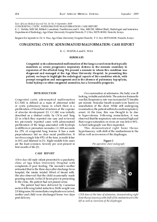 Pdf Congenital Cystic Adenomatoid Malformation Case Report Antonio González