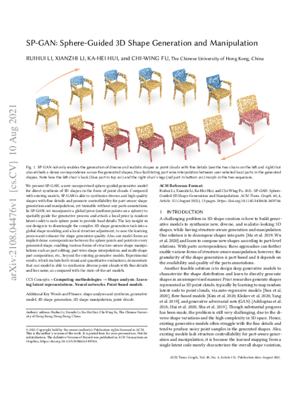(PDF) SP-GAN: Sphere-Guided 3D Shape Generation and Manipulation