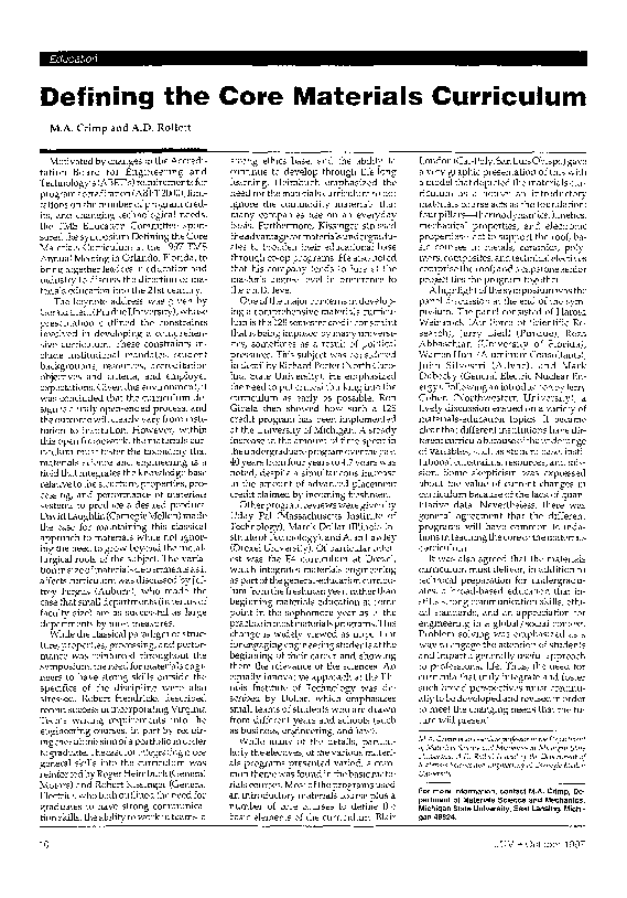 (PDF) Defining the core materials curriculum