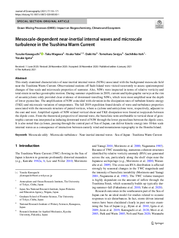 (PDF) Mesoscale-dependent near-inertial internal waves and microscale ...