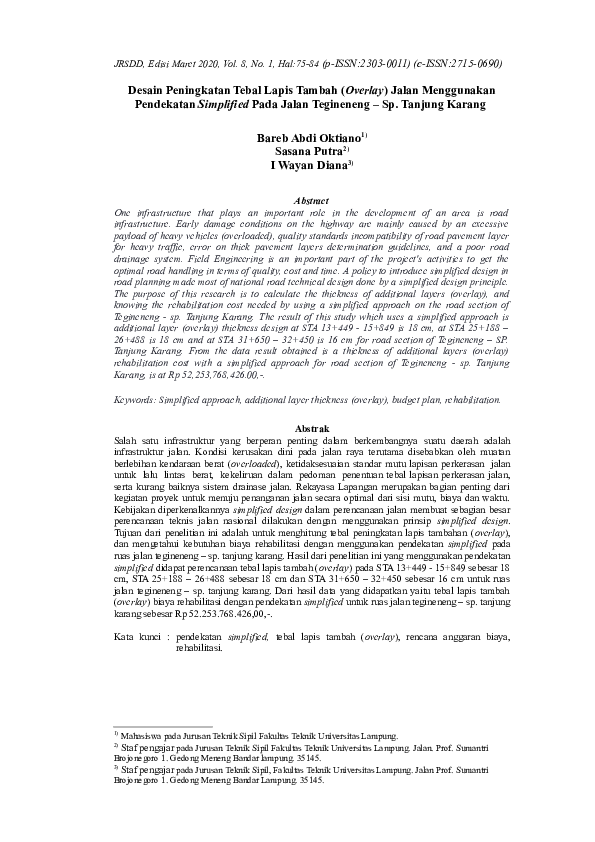 (PDF) Desain Peningkatan Tebal Lapis Tambah (Overlay)Jalan Menggunakan ...