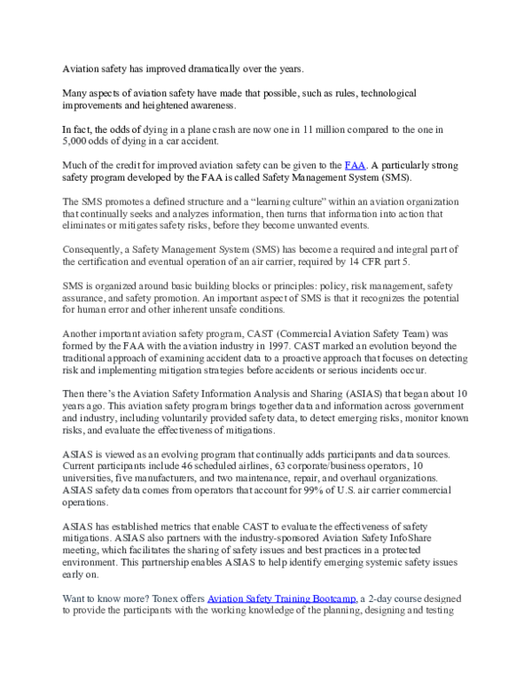 (DOC) Aviation Safety: Flying High With Successful FAA Programs