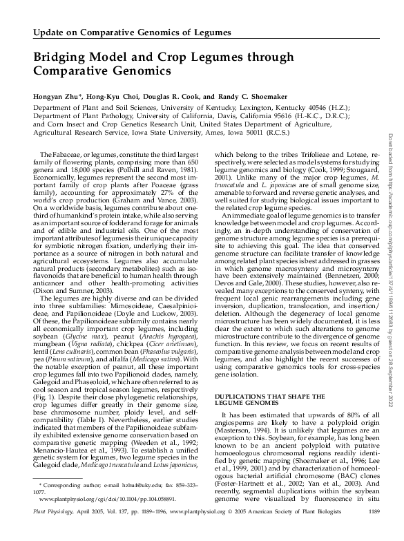 (PDF) Bridging Model and Crop Legumes through Comparative Genomics ...