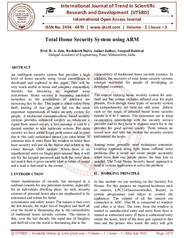 (PDF) Total Home Security System using ARM