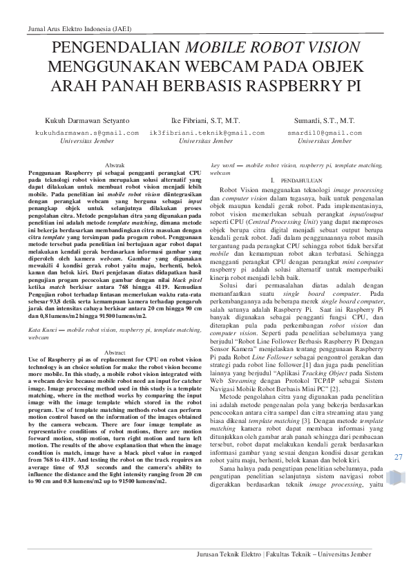 (PDF) Pengendalian Mobile Robot Vision Menggunakan Webcam Pada Objek Arah Panah Berbasis ...