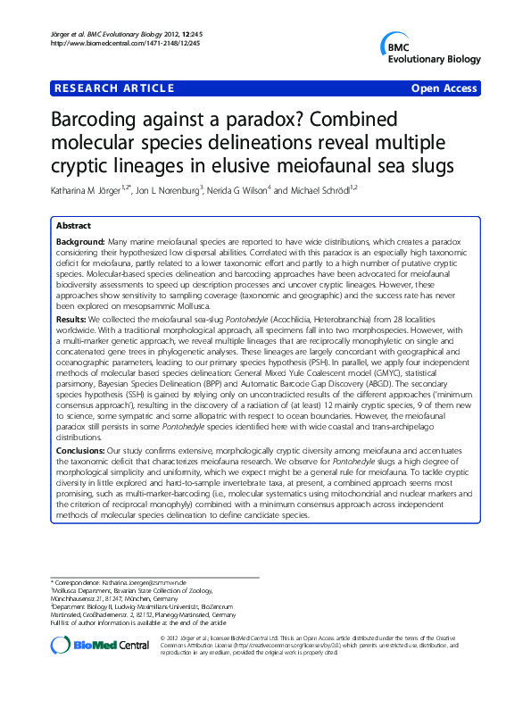 (PDF) Barcoding against a paradox? Combined molecular species ...