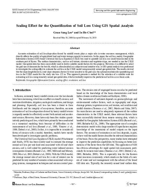(PDF) Scaling effect for the quantification of soil loss using GIS ...