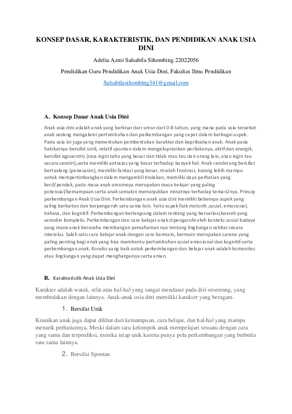 (PDF) KONSEP DASAR, KARAKTERISTIK, DAN PENDIDIKAN ANAK USIA DINI