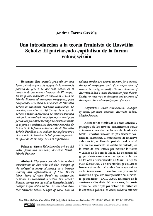 (PDF) Una introducción a la teoría feminista de Roswitha Scholz: El ...