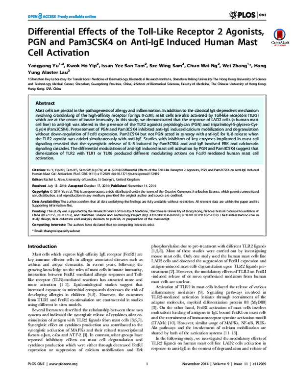 (PDF) Differential Effects of the Toll-Like Receptor 2 Agonists, PGN ...