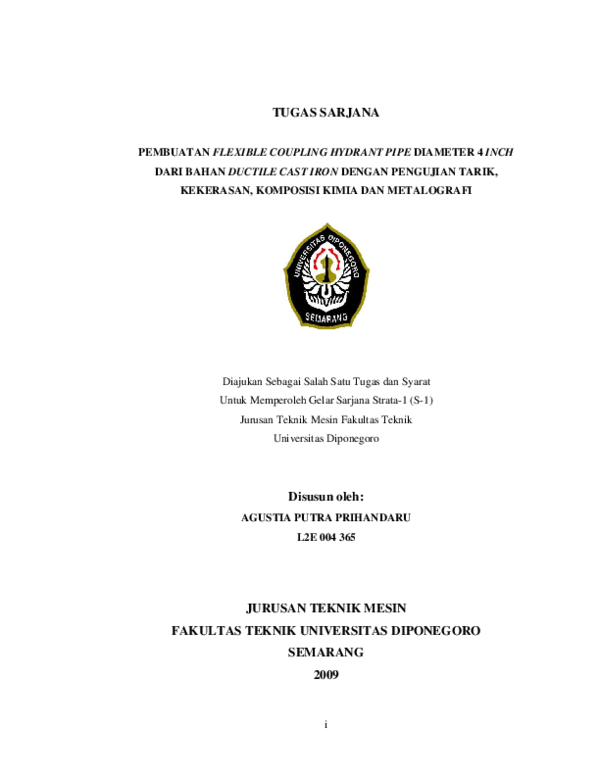 (PDF) Pembuatan Flexible Coupling Hydrant Pipe Diameter 4 Inch Dari ...