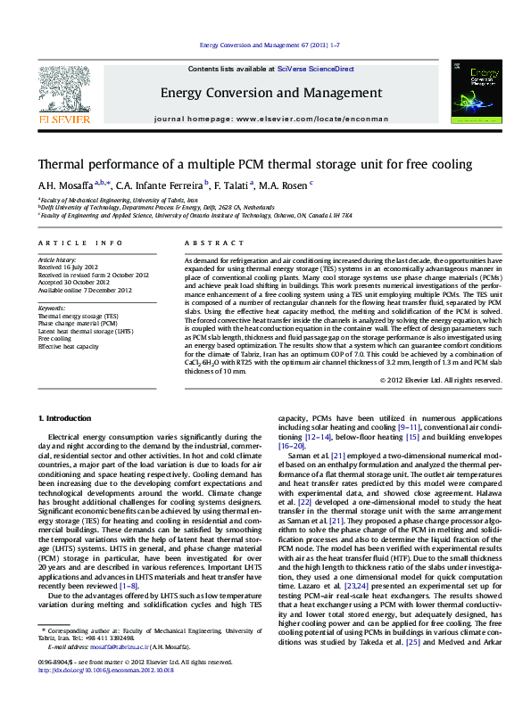 (PDF) Thermal performance of a multiple PCM thermal storage unit for ...