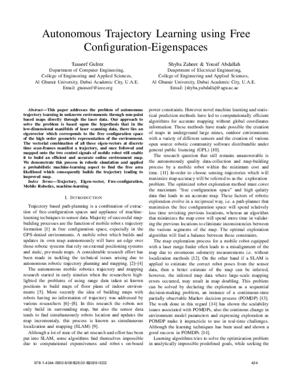 (PDF) Autonomous trajectory learning using free configuration-eigenspaces