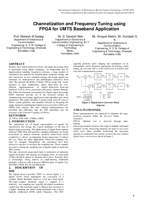 (PDF) Channelization and Frequency Tuning using FPGA for UMTS Baseband Application