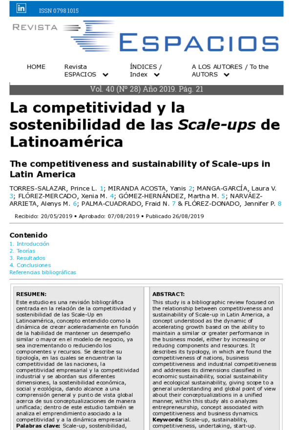 (PDF) La competitividad y la sostenibilidad de las Scale-ups de Latinoamérica