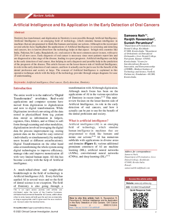 (PDF) Artificial Intelligence and Its Application in the Early ...