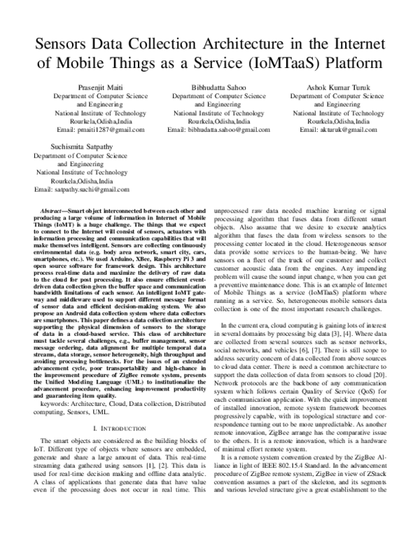 (PDF) Sensors data collection architecture in the Internet of Mobile Things as a service ...