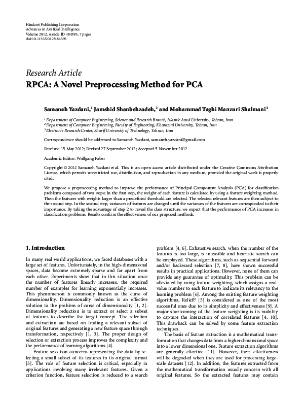 (PDF) RPCA: A Novel Preprocessing Method for PCA