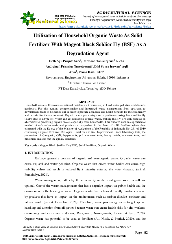 (PDF) Organic Waste to Fertilizer Using BSF