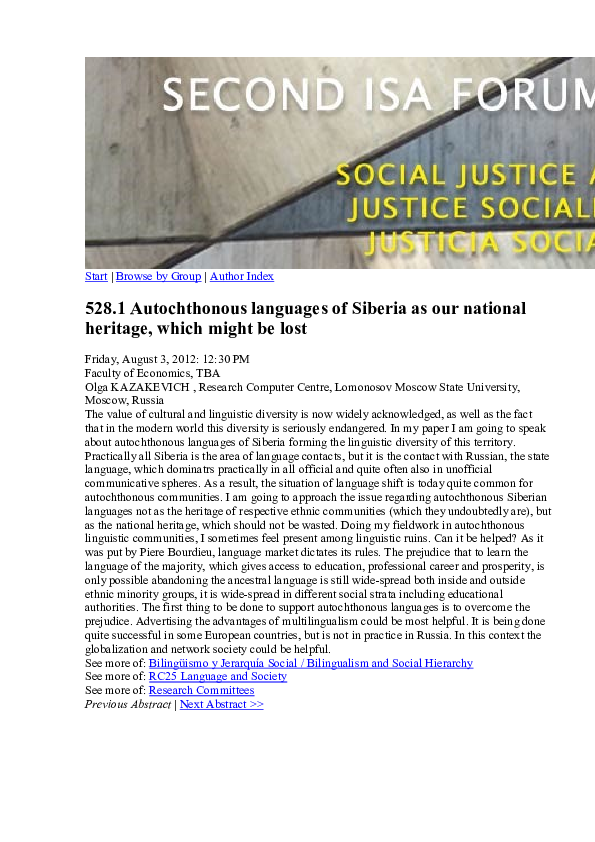 (PDF) Autochthonous languages of Siberia as our national heritage ...