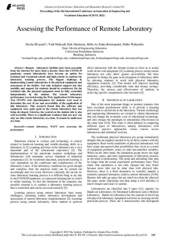 (PDF) Assessing the Performance of Remote Laboratory