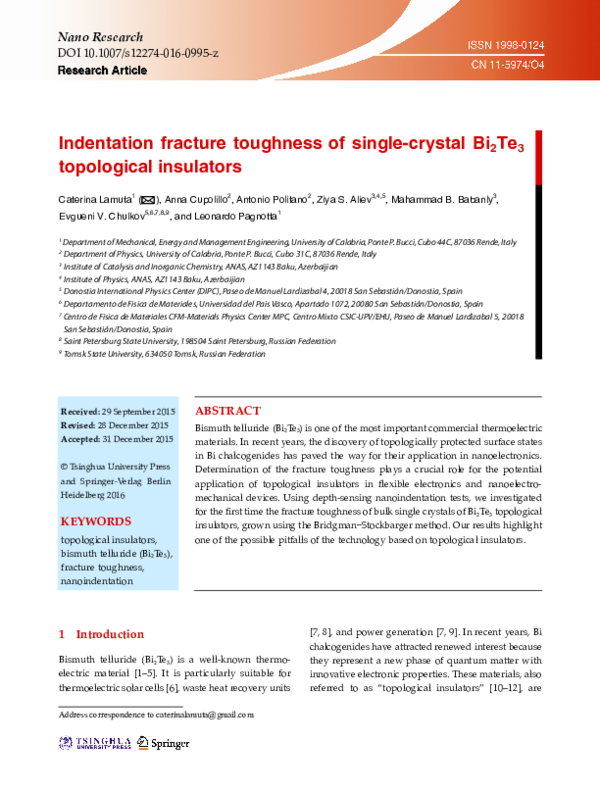 (PDF) Indentation fracture toughness of single-crystal Bi2Te3 ...