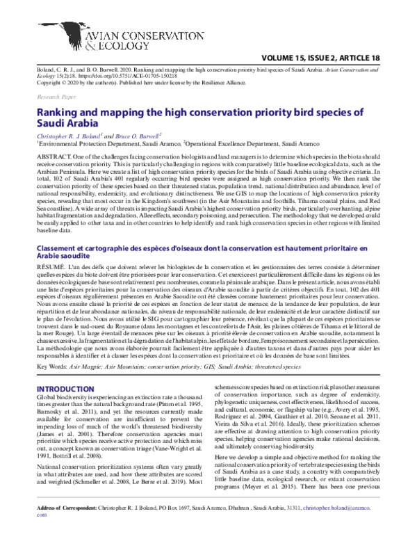 (PDF) Ranking and mapping the high conservation priority bird species ...