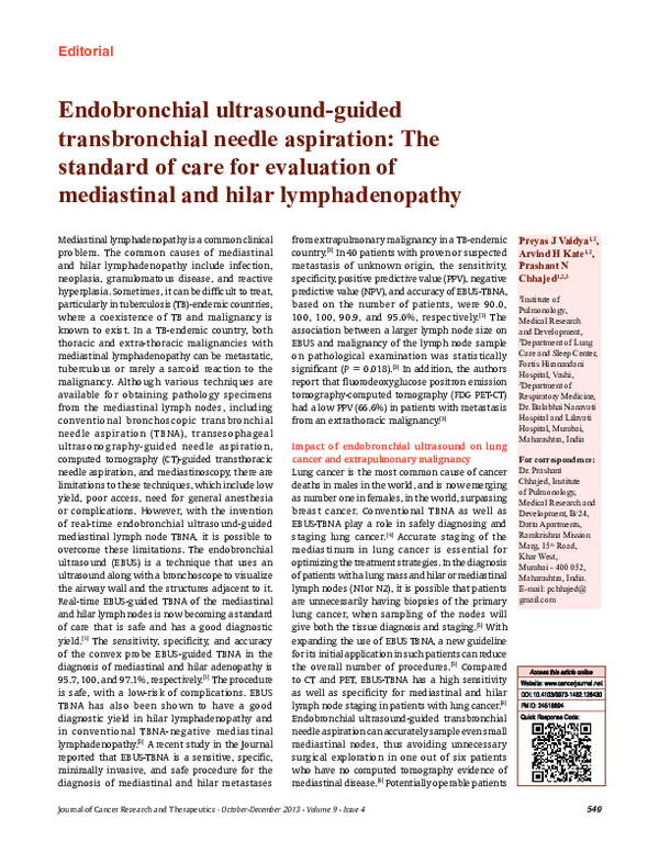 (PDF) Endobronchial ultrasound-guided transbronchial needle aspiration ...