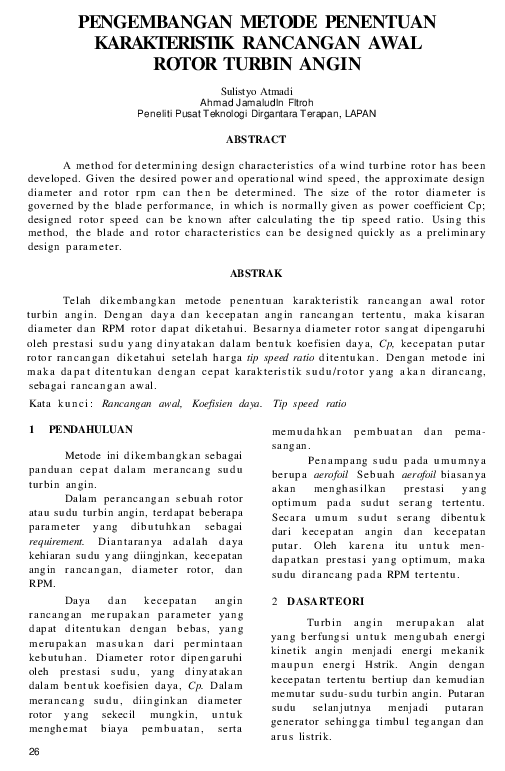 (PDF) Pengembangan Metode Penentuan Karakteristik Rancangan Awal Rotor ... (PDF) Pengembangan Metode Penentuan Karakteristik Rancangan Awal Rotor ...