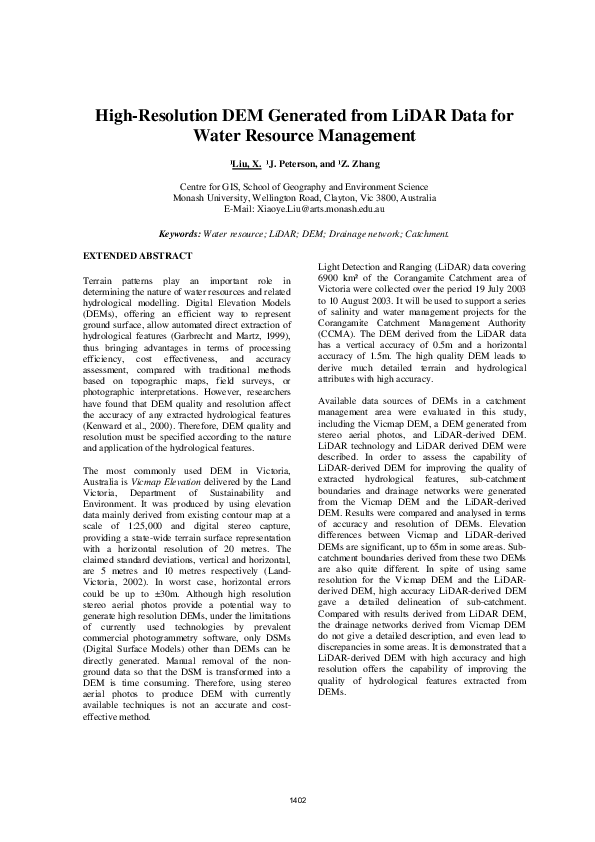 (PDF) High-resolution DEM generated from LiDAR data for water resource ...