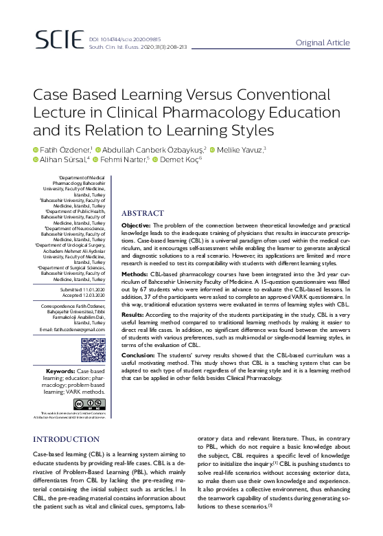 (PDF) Case Based Learning versus Conventional Lecture in Clinical ...