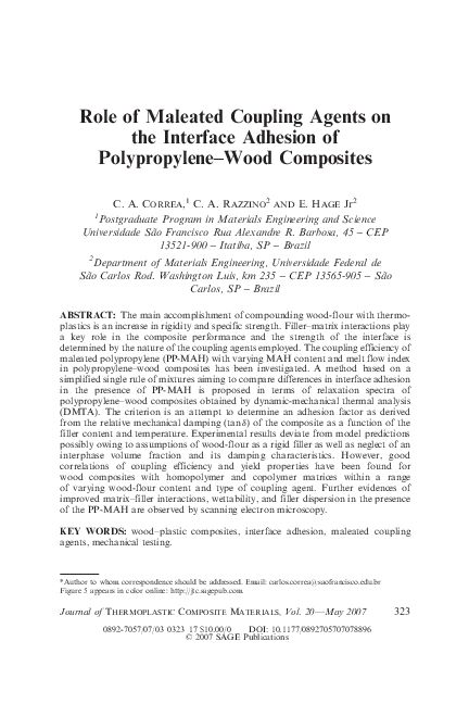 (PDF) Role of Maleated Coupling Agents on the Interface Adhesion of ...