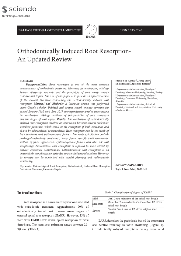 (PDF) Orthodontically Induced Root Resorption-An Updated Review