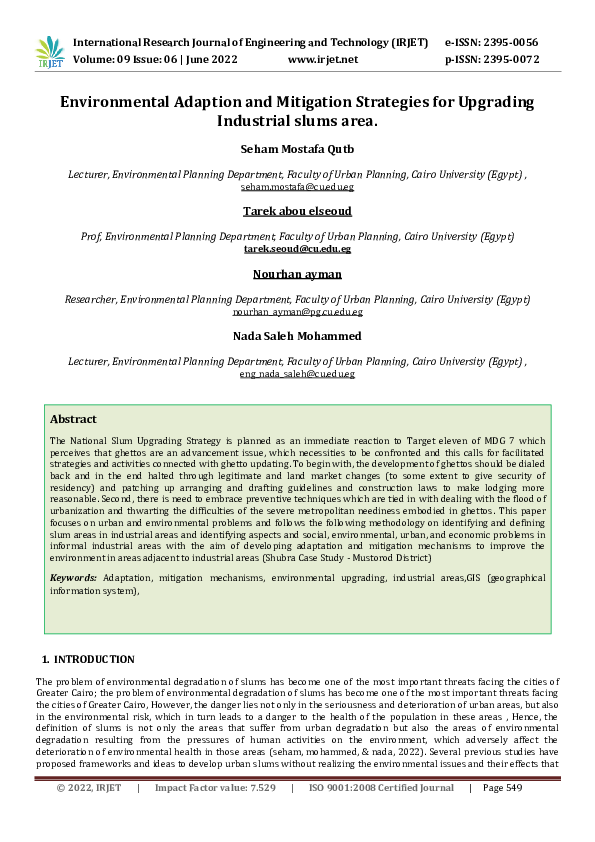 (PDF) Environmental Adaption and Mitigation Strategies for Upgrading ...