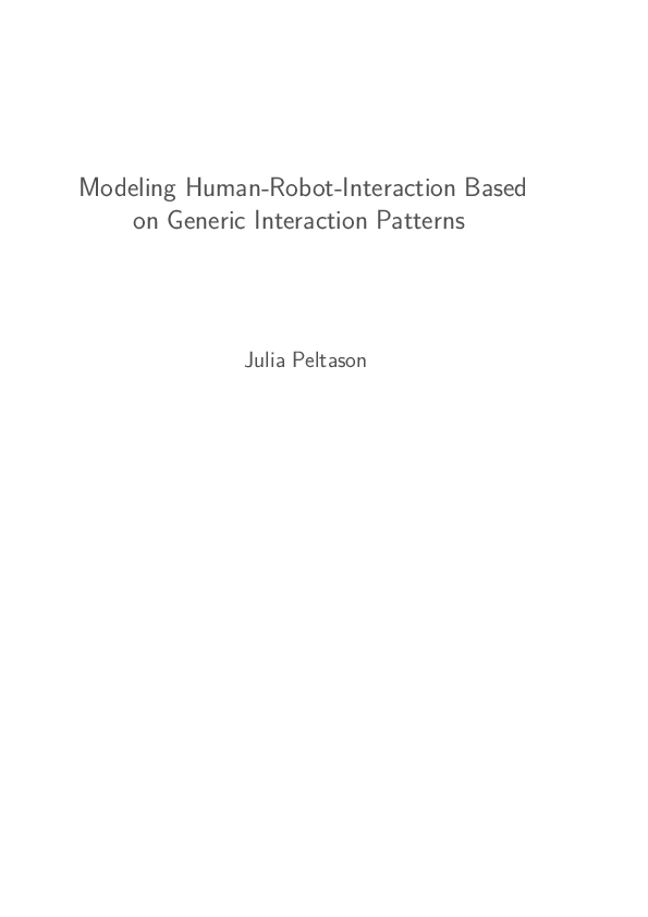 (PDF) Modeling human-robot interaction based on generic interaction patterns