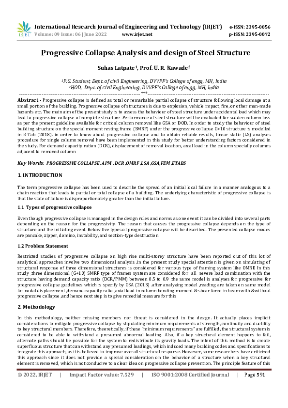 (PDF) Progressive Collapse Analysis and design of Steel Structure