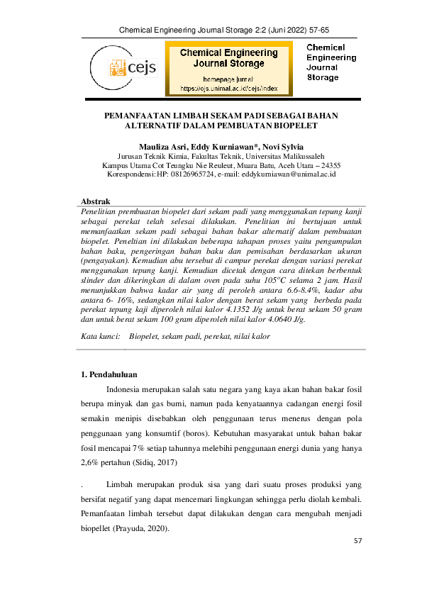 (PDF) Pemanfaatan Limbah Sekam Padi Sebagai Bahan Alternatif Dalam Pembuatan Biopelet