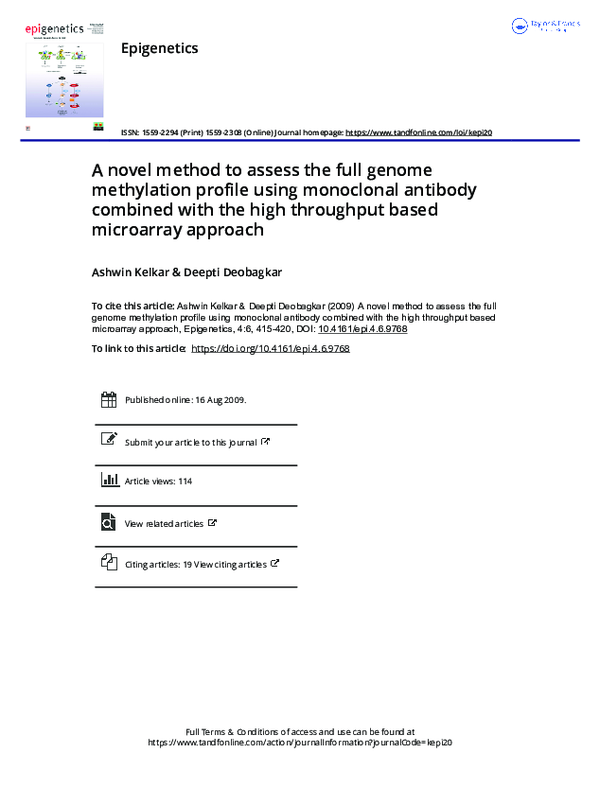 (PDF) A novel method to assess the full genome methylation profile using monoclonal antibody ...