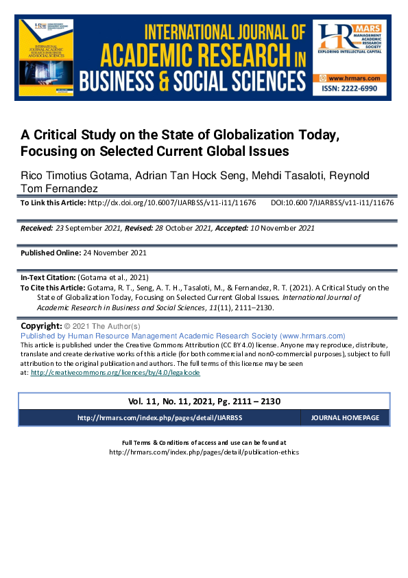 (PDF) A Critical Study on the State of Globalization Today, Focusing on ...
