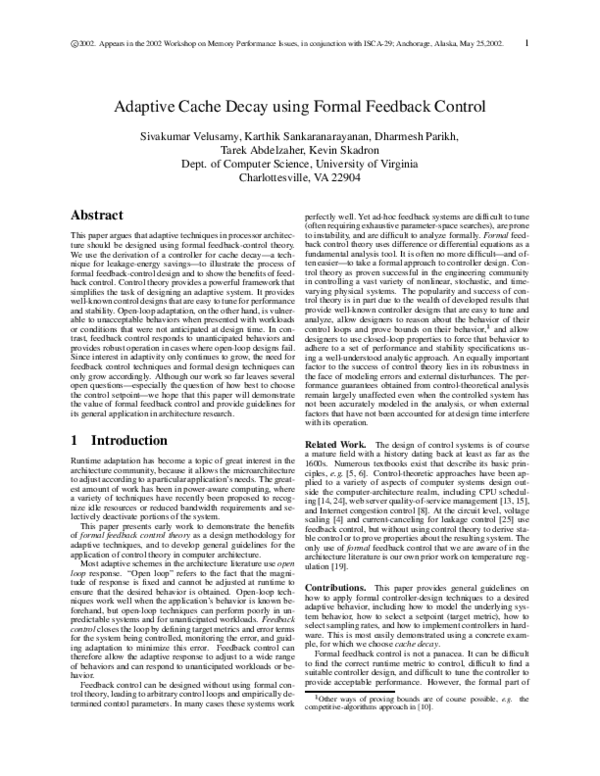 (PDF) Adaptive cache decay using formal feedback control