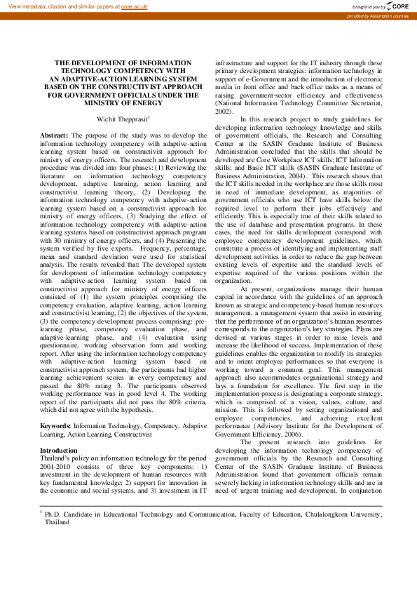 (PDF) The Development of Information Technology Competency with An Adaptive-action Learning ...