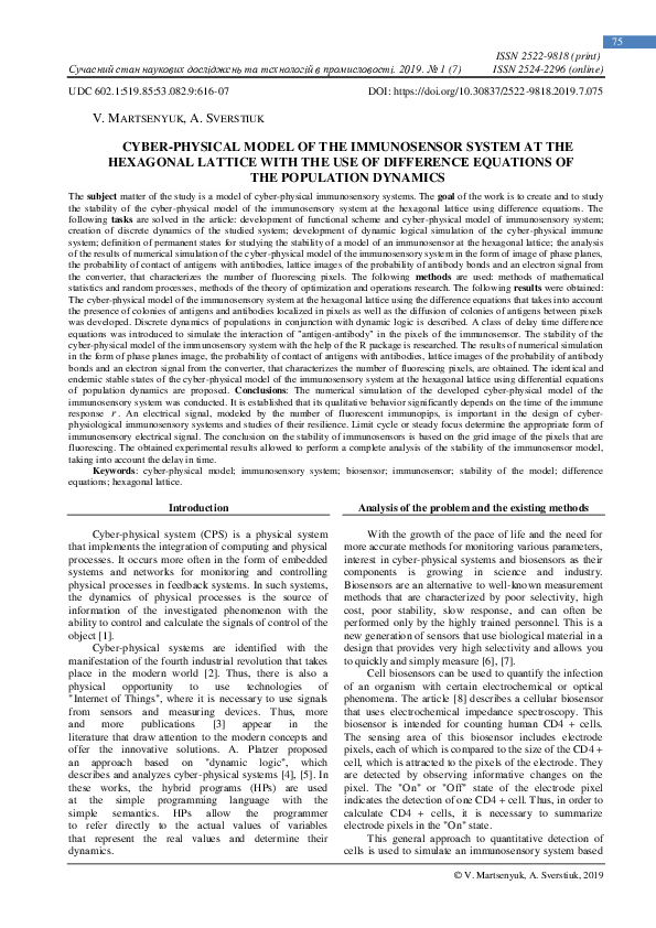 (PDF) Cyber-Physical Model of the Immunosensor System at the Hexagonal Lattice with the Use of ...