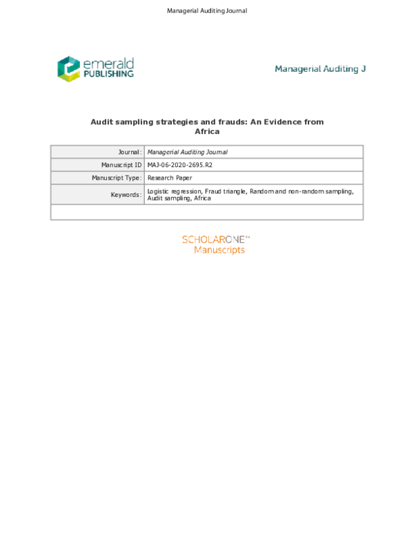 (PDF) Audit sampling strategies and frauds: an evidence from Africa