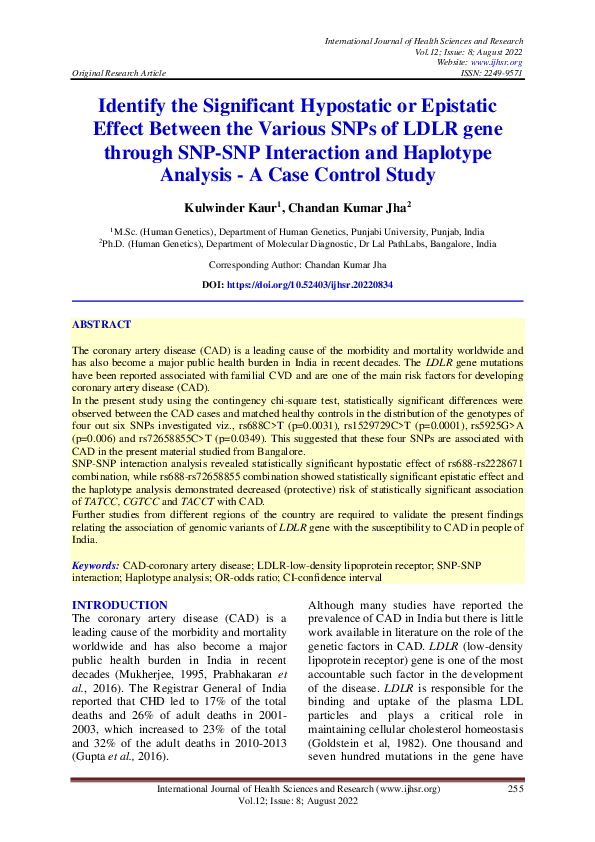 (PDF) Identify the Significant Hypostatic or Epistatic Effect Between ...