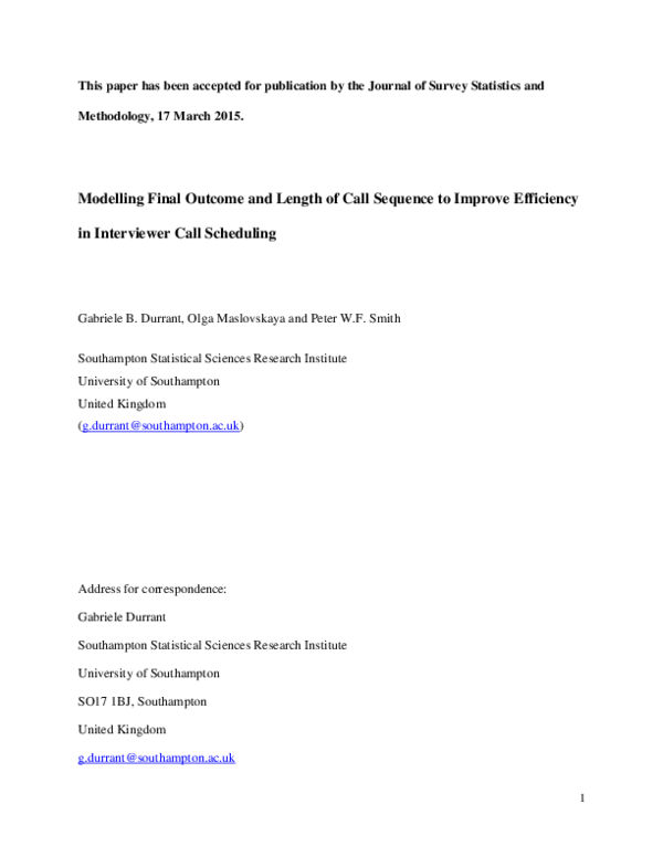 (PDF) Modeling Final Outcome and Length of Call Sequence to Improve ...