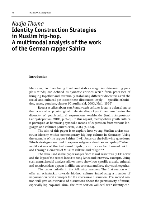 (PDF) Identity Construction Strategies in Muslim hip-hop. A multimodal ...