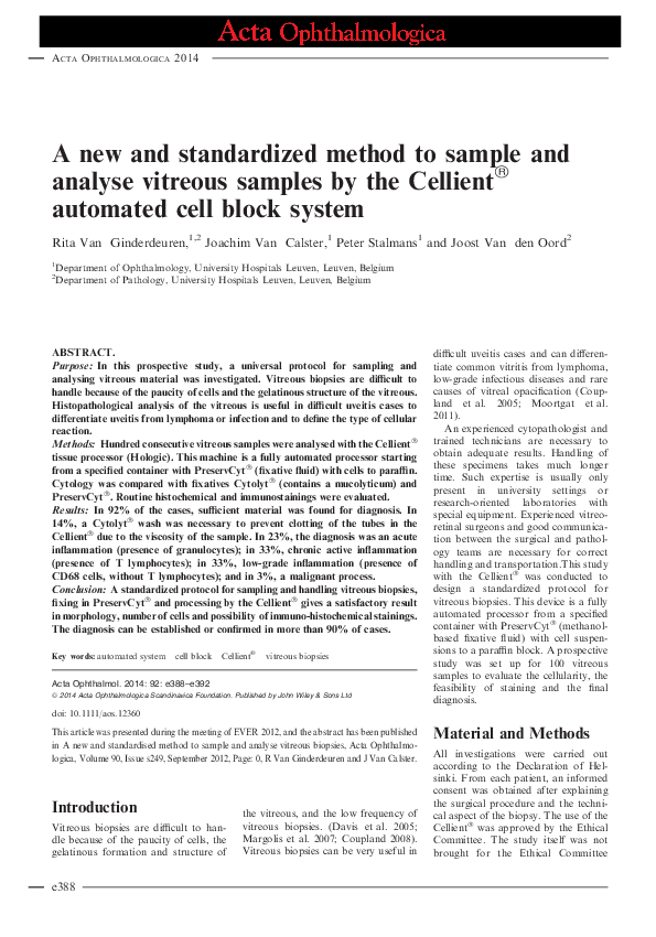 (PDF) A new and standardized method to sample and analyse vitreous ...