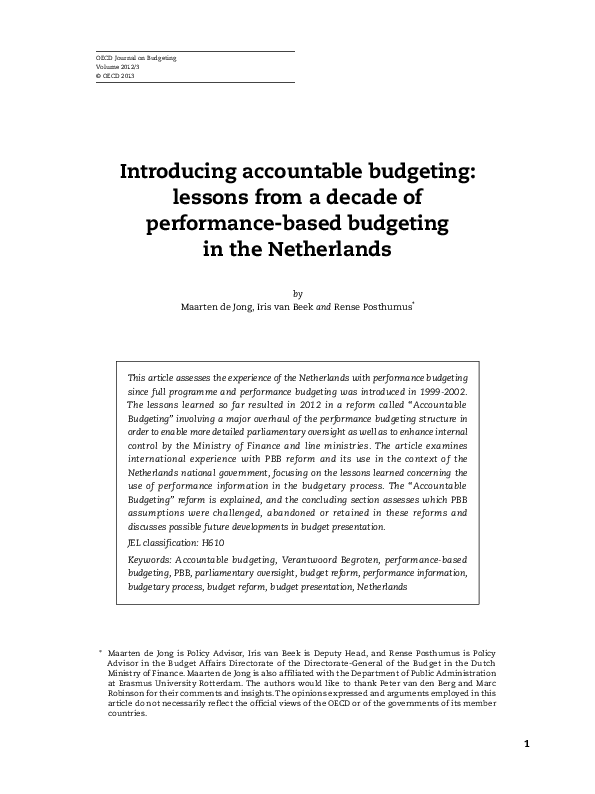 (PDF) Introducing accountable budgeting