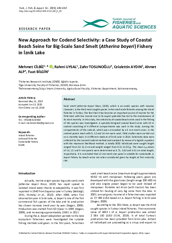(PDF) New Approach for Codend Selectivity: a Case Study of Coastal ...